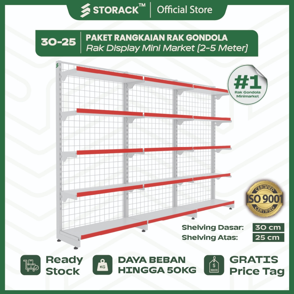 Jual STORACK™ Paket Rak Minimarket Gondola Display Toko 2-5 Meter 1 ...
