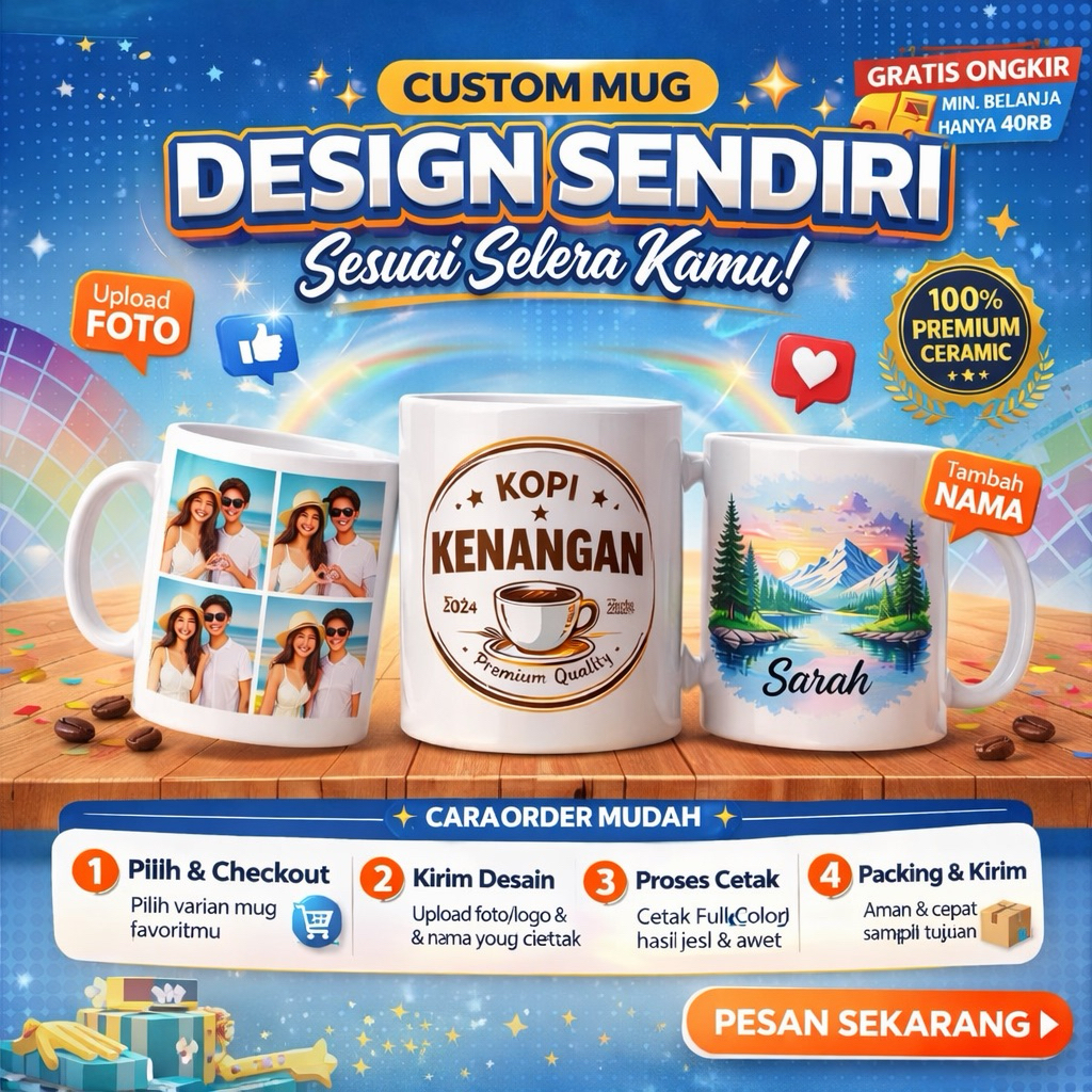 Jual CUSTOM MUG Joyful Custom Nama Mug Untuk Souvenir Hadiah Ulang ...
