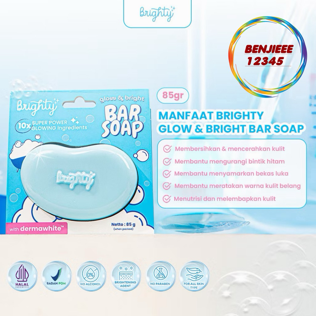 Jual Brighty Glow & Bright Bar Soap Sabun Mandi Pemutih badan sabun ...