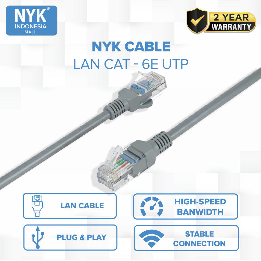 Jual NYK Kabel Lan UTP CAT 6 RJ45 Cat6E Ethernet 5 Meter COD | Shopee ...