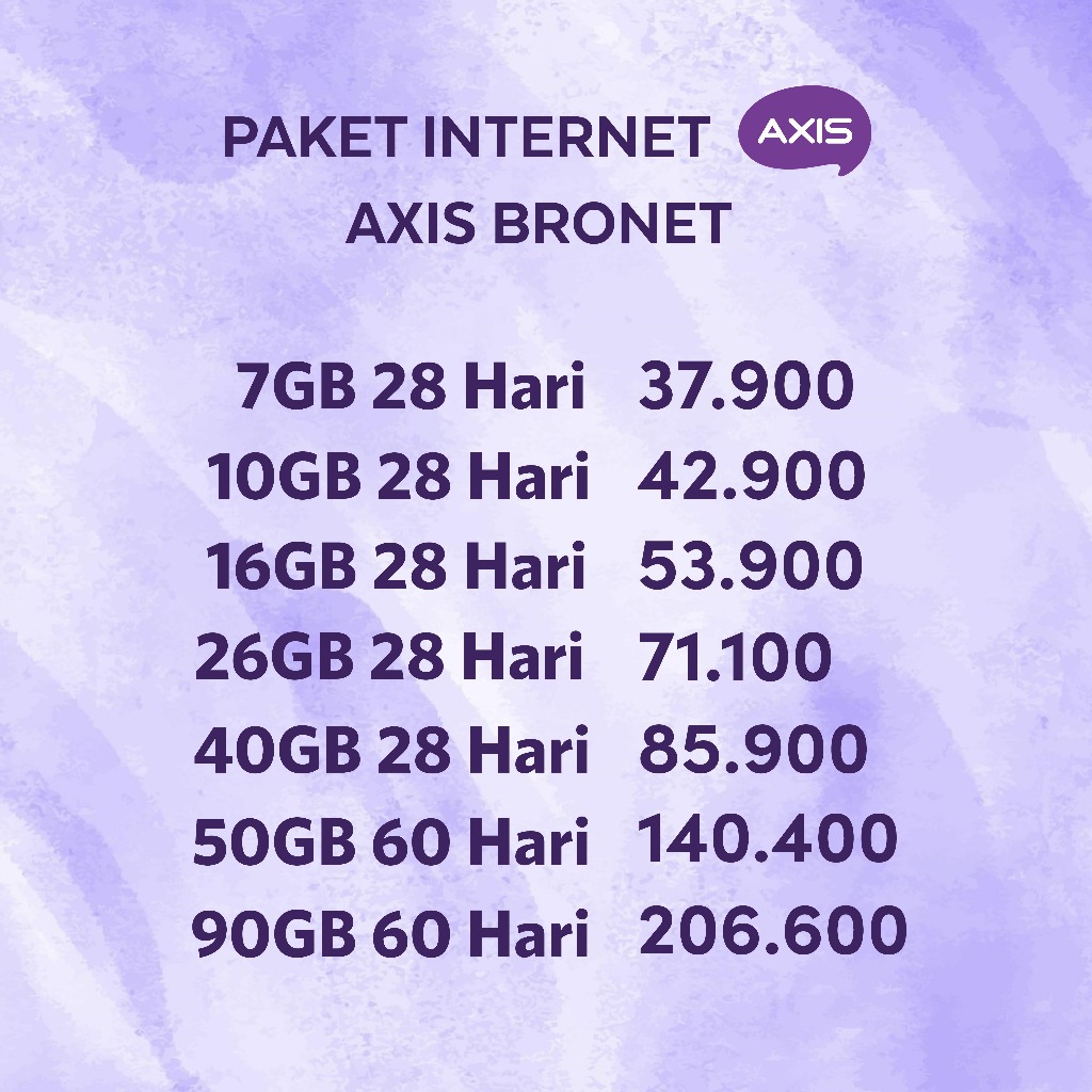 Jual Paket Internet Axis Bronet Bulanan 35GB 75GB 60 Hari 6GB 8GB 14GB ...