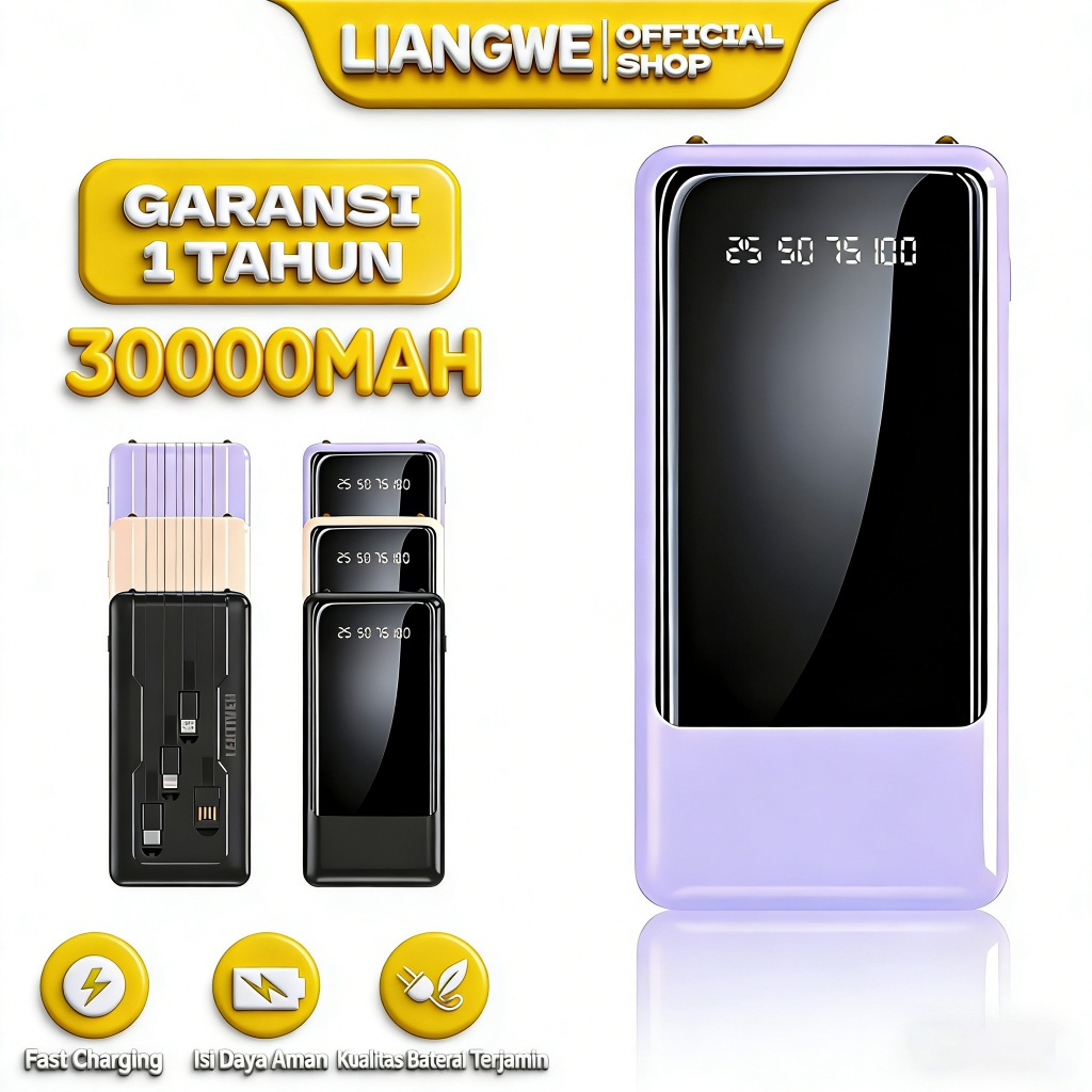 Jual LIANGWE LENTIVEN Power bank 30000 mAh Fast Charging With Kabel ...