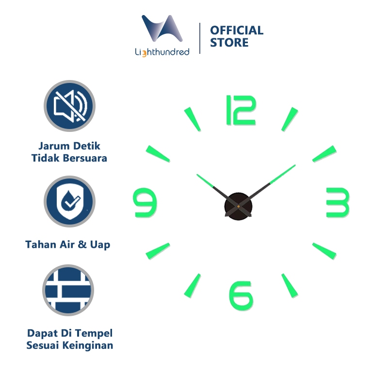 Jual Lighthundred 3D DlY LUMINOUS WALL CLOCK / Jam Dinding Digital ...