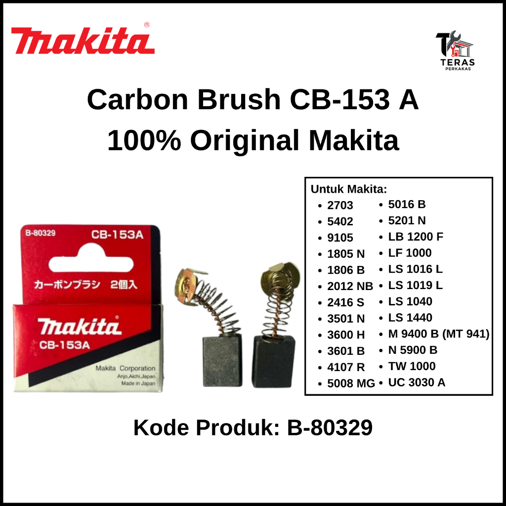 Jual MAKITA Carbon Brush CB-153A / CB 153A - Set 2 Pcs Original Makita ...