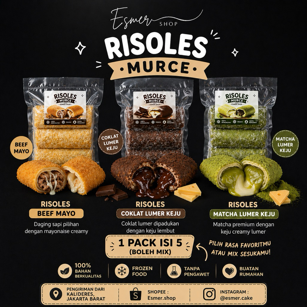 Jual {FROZEN} Risoles Murce Premium Isi 5 Varian Beef Mayo, Coklat ...