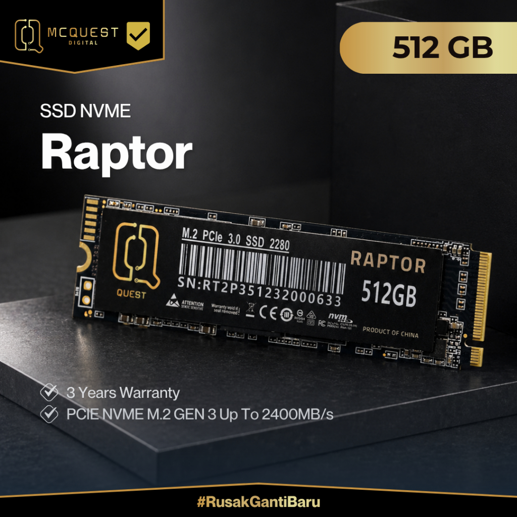 Jual McQuest Raptor SSD M.2 Pcie NVMe Gen3 512GB - SSD M2 512GB ...