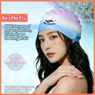 Jual Topi renang gradasi silikon dewasa, cocok rambut panjang tebal ...
