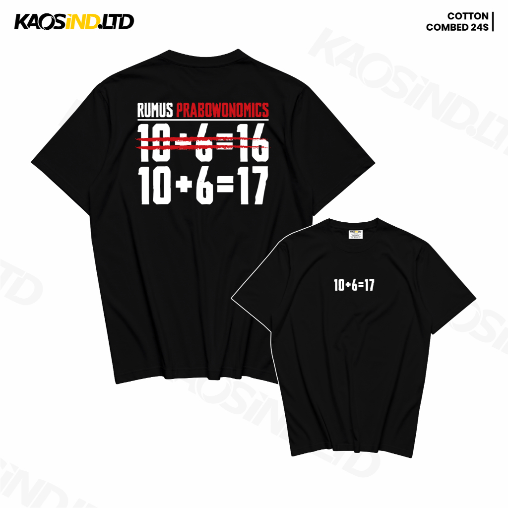 Jual KAOSIND Kaos Motif Tulisan Rumus Prabowonomics 10+6=17 | 100% ...