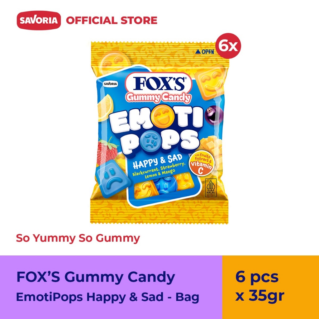 Jual FOX'S Gummy Candy EmotiPops Happy Sad - Permen dengan Vitamin C 6 ...