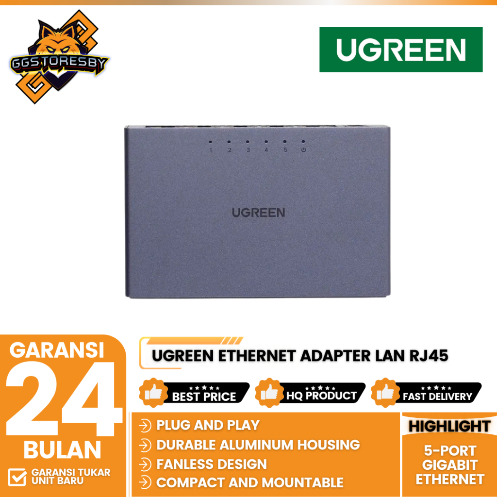 Jual UGREEN Ethernet Adapter LAN RJ45 5-Port Gigabit Ethernet Switch ...