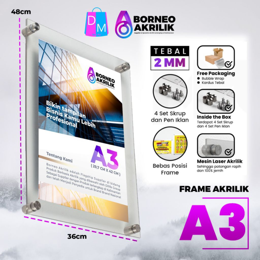 Jual WALL SIGN DINDING DISPLAY PROMOSI FRAME FOTO AKRILIK POSTER ...