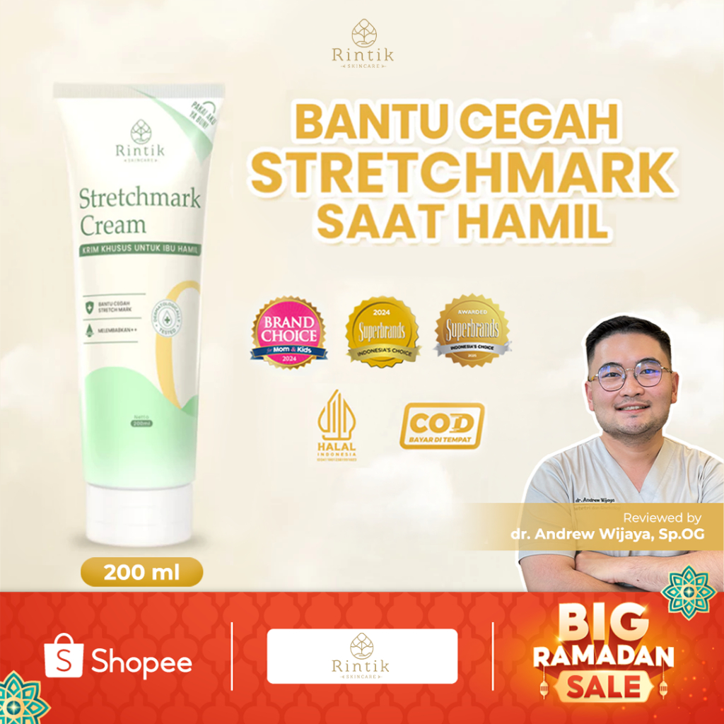 Jual Rintik Stretchmark Cream 200ml - Pelembab Cegah & Kurangi Stretch ...