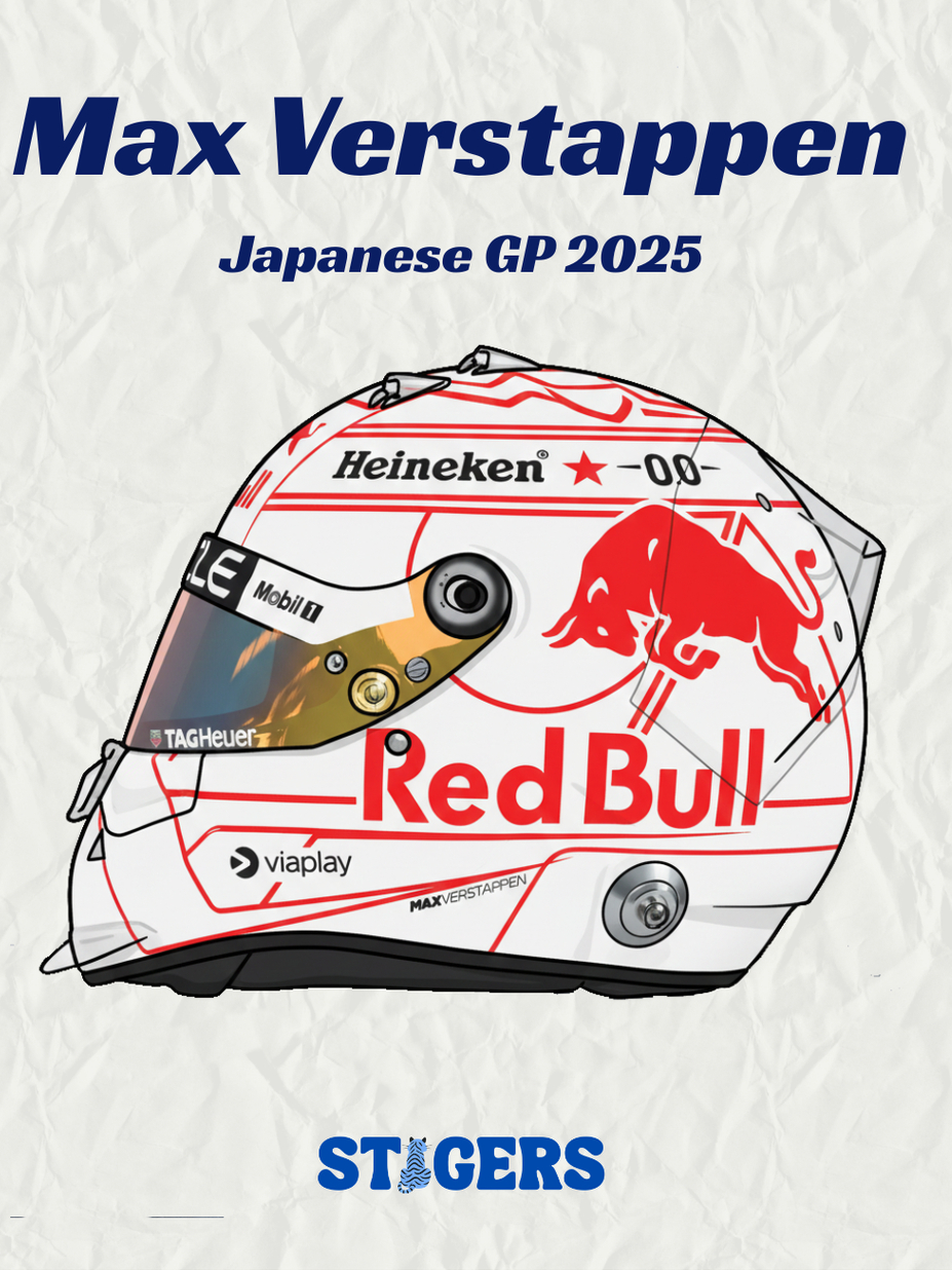 Jual Stiker Helm F1 Max Verstappen MV3 Red Bull Japanese GP 2025 ...