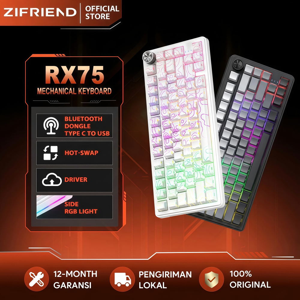 Jual ZIFRIEND RX75 PRO Wireless Keyboard 5PIN Hotswap Gaming Mechanical ...