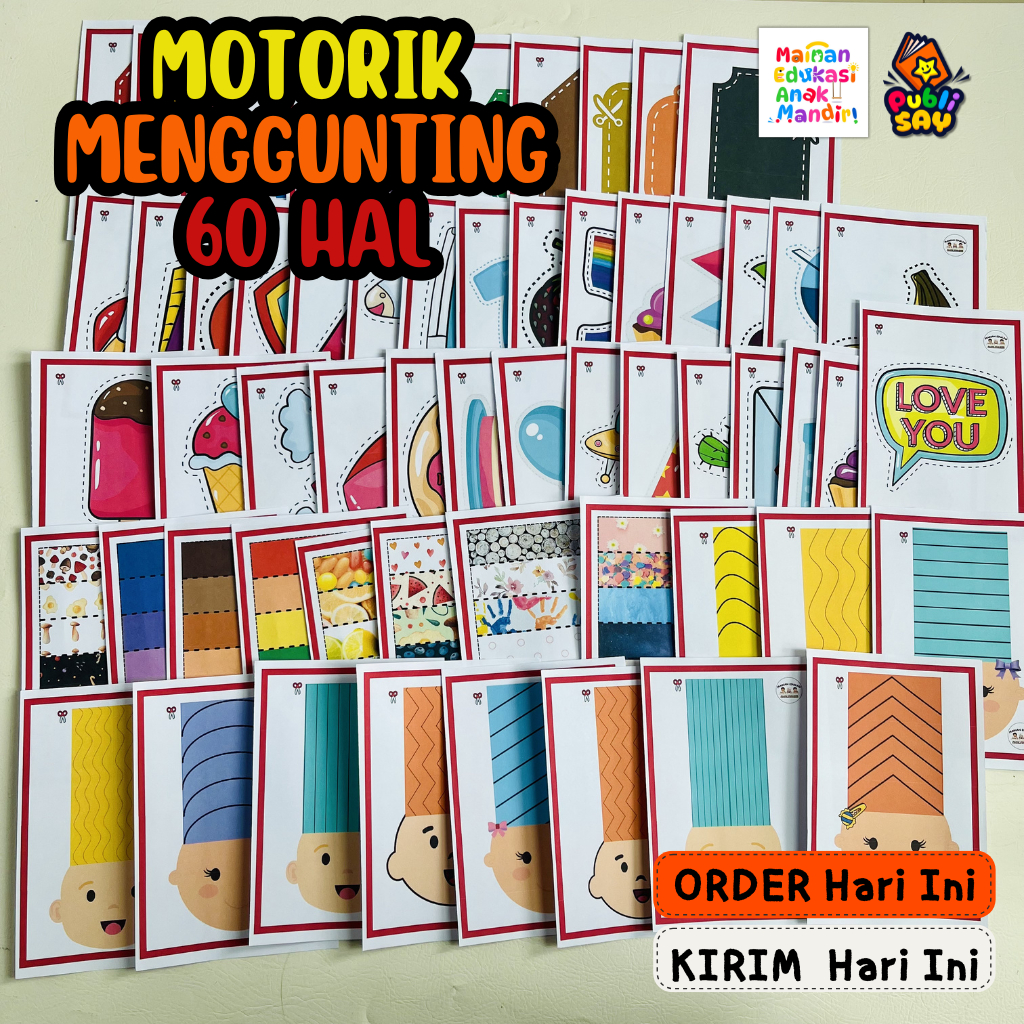 Jual Worksheet Aktivitas Menggunting Mainan Motorik Halus Anak Mainan ...