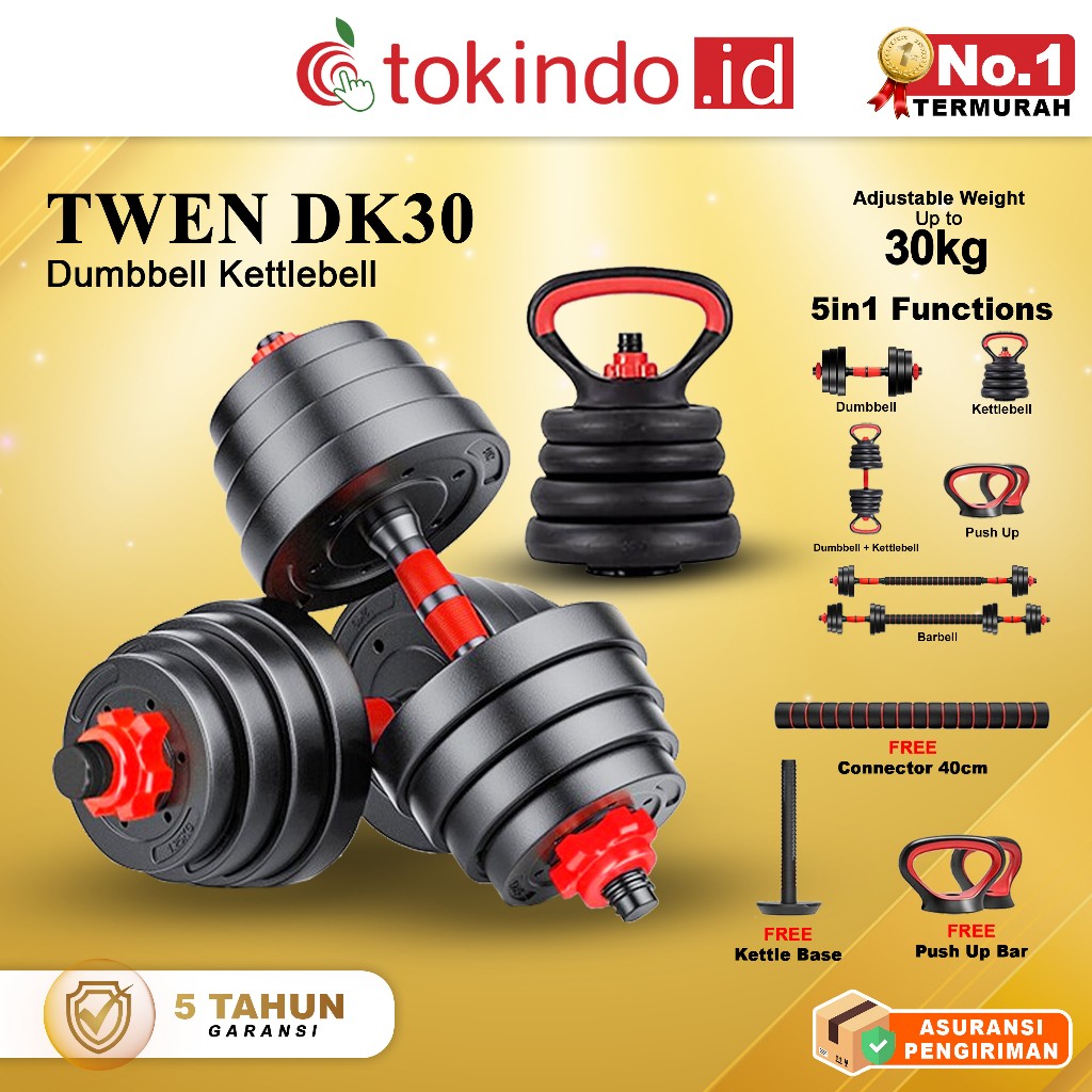 Jual Twen Dumbbell Set DS30 DK30 Barbel Kettlebell Set Adjustable ...