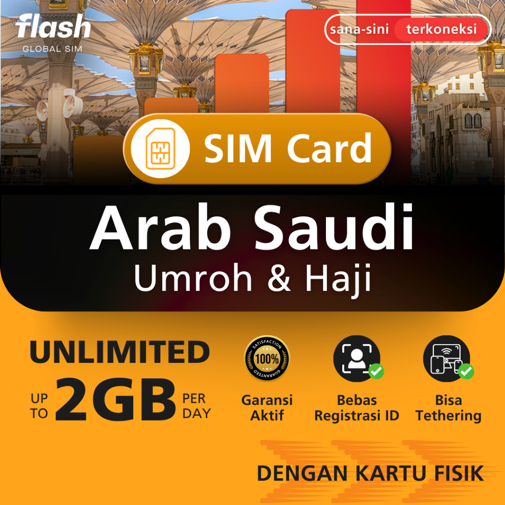 Jual Flash SIM Card Umroh Arab Saudi Unlimited Kuota Internet (Kartu ...
