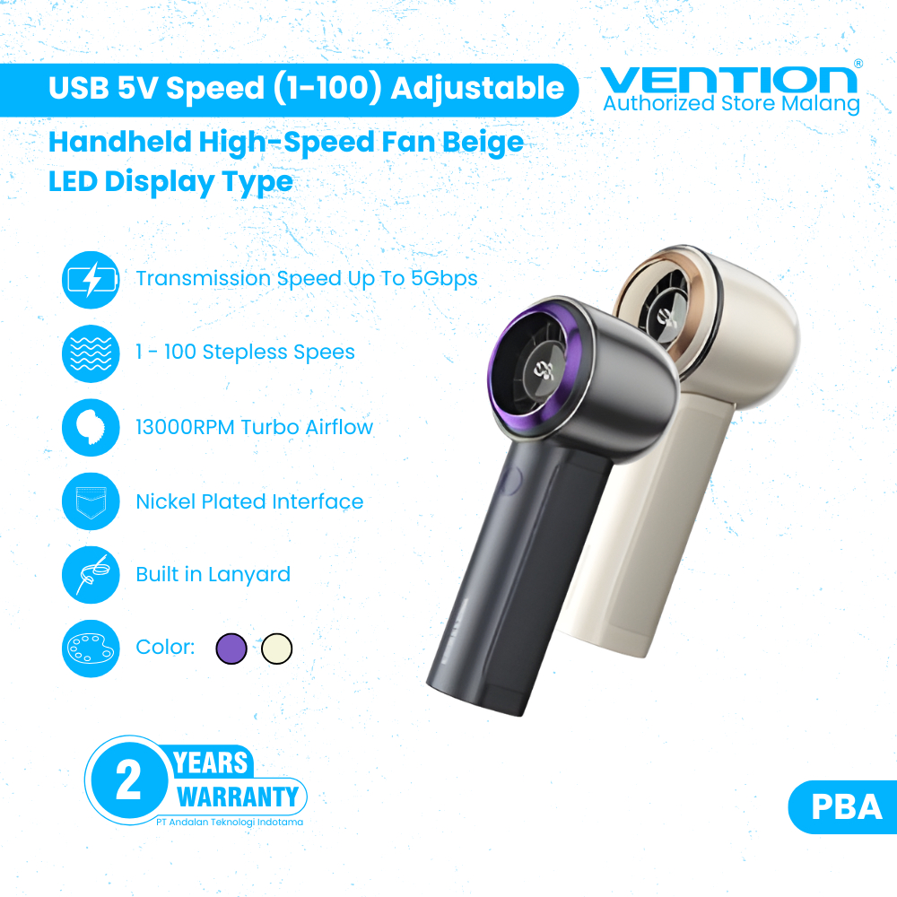 Jual Vention Kipas Angin Portable Fan Handheld High Speed 13000rpm LED ...