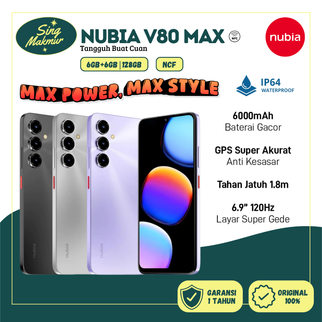Jual Nubia V80 Max ROM 128 GB RAM 8GB + 8GB Smartphone Layar 6.9" HD ...