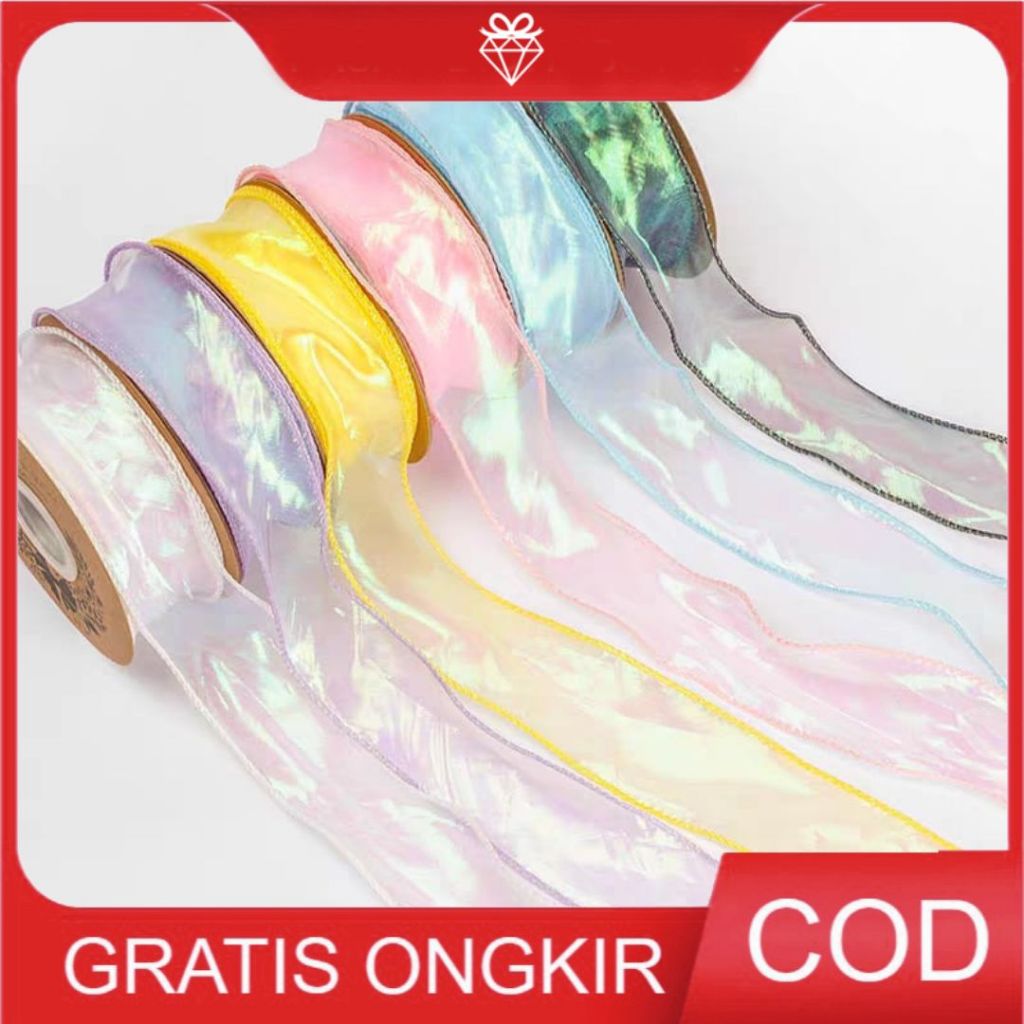 Jual 3METER Pita Fishtail Shiny Motif Warna Gradasi 4cm Pita Dekorasi ...