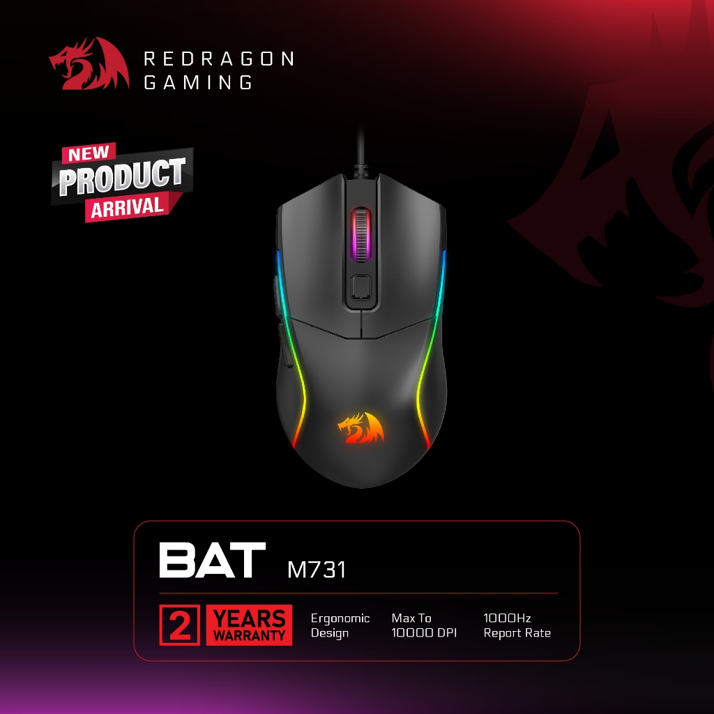 Jual Redragon BAT M731 RGB Gaming Mouse Kabel Type-C 10000 DPI Sensor ...