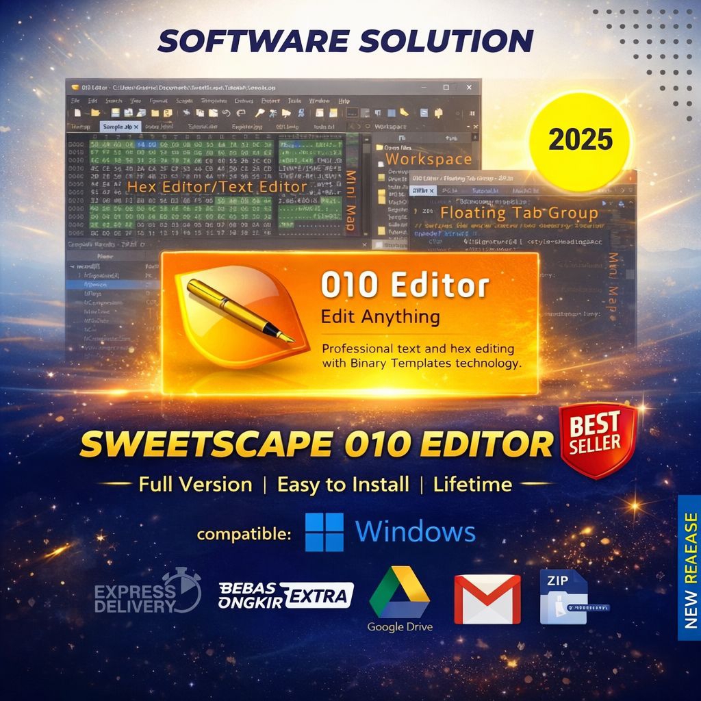 Jual SweetScape 010 Editor Full Version 2025 | Software Hex Editor ...