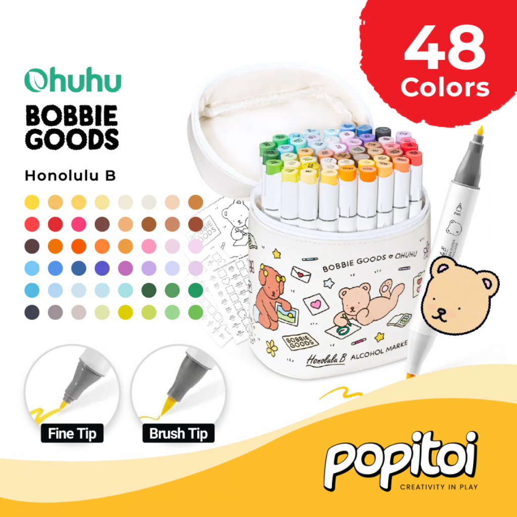 Jual Ohuhu x Bobbie Goods Honolulu B 48 Basic Colors Dual Tip (Brush ...
