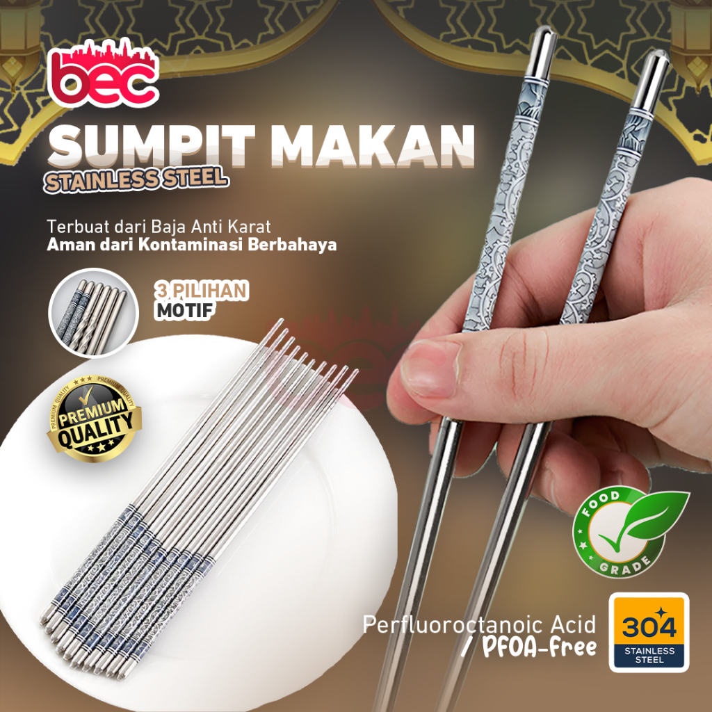 Jual [BEC] Sumpit Makan Stainless Steel 304 | Sumpit Stainless Steel ...