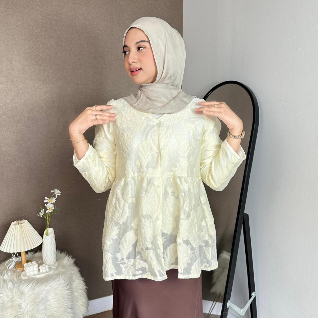Jual [JULIA]Blouse putih katun sulam renda motif Korean Style | Shopee ...