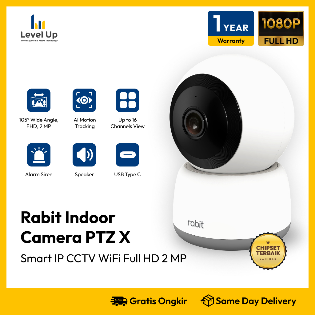 Jual RABIT Smart IP CCTV WiFi Camera Indoor Full HD 2MP PTZ X 360°Smart ...