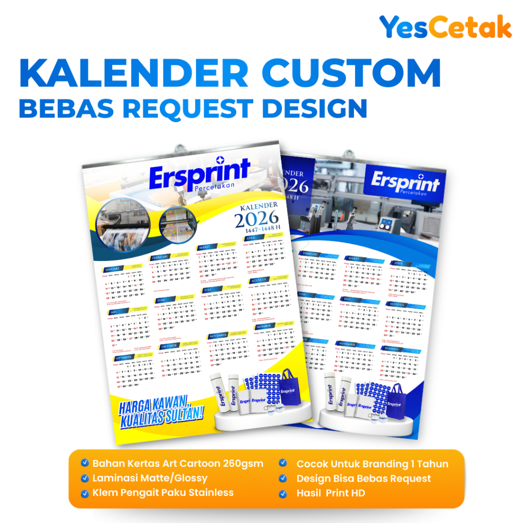 Jual Cetak Kalender Dinding Custom 2026 A3+ Art Carton 260gsm ...