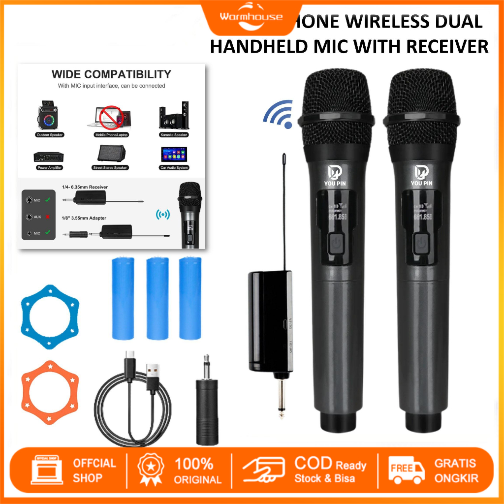 Jual Mikrofon Nirkabel Profesional UHF / Microphone Wireless Dual ...