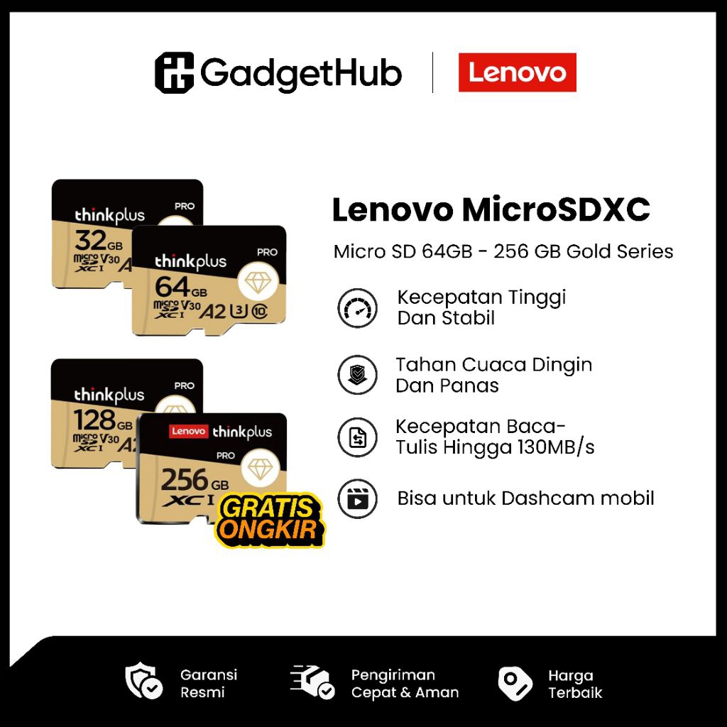 Jual Lenovo Thinkplus MicroSDXC 32GB 64GB 128GB 256GB A2 V30 Micro SD ...