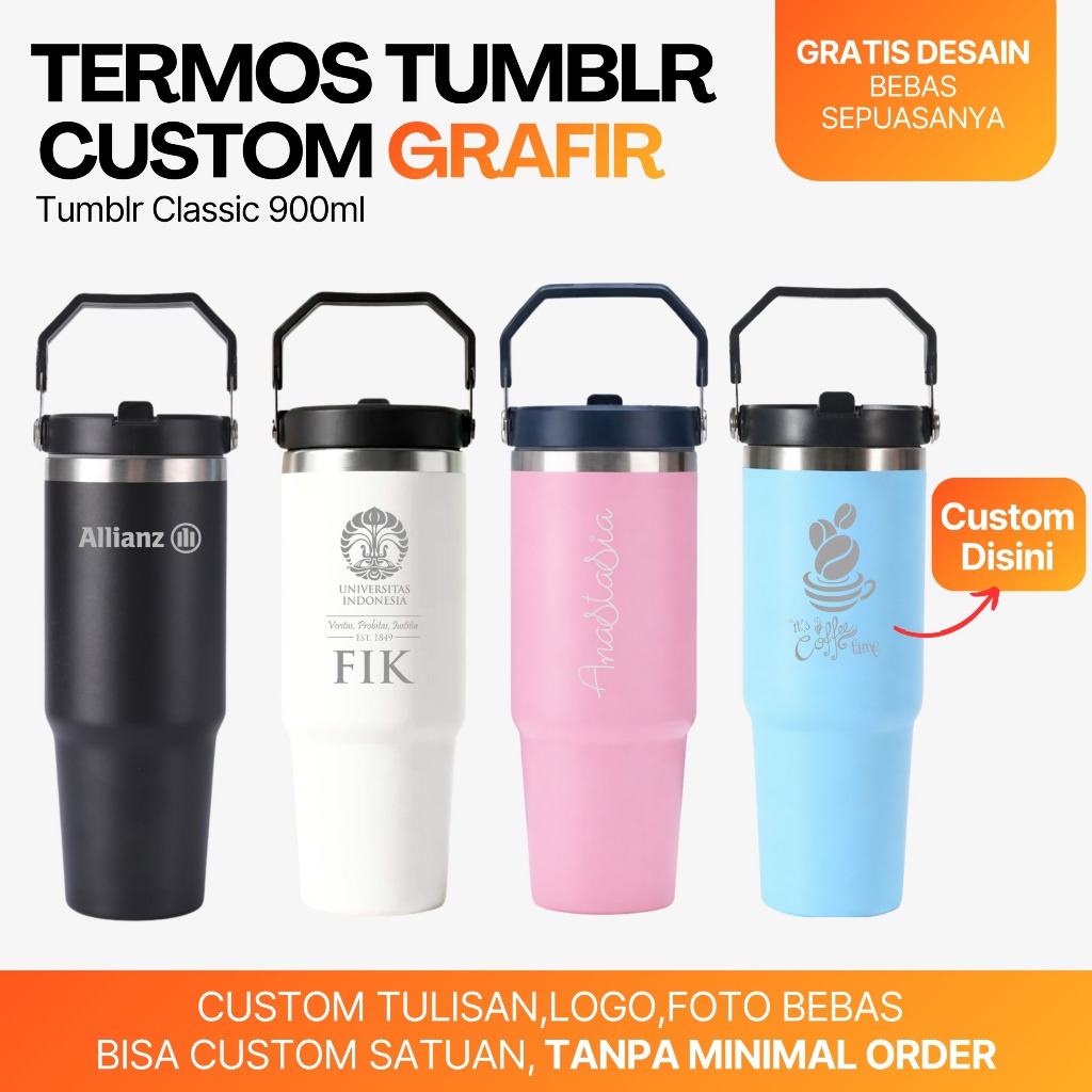 Jual Tumbler Botol Minum Stainless 900ml Custom Print Laser Grafir Bisa ...