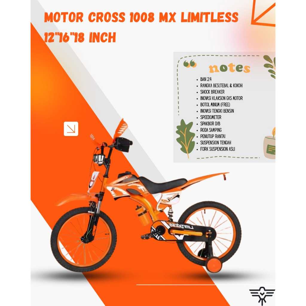 Jual Sepeda Anak Trail 16 18 Motor cross 1008 Limetless | Shopee Indonesia