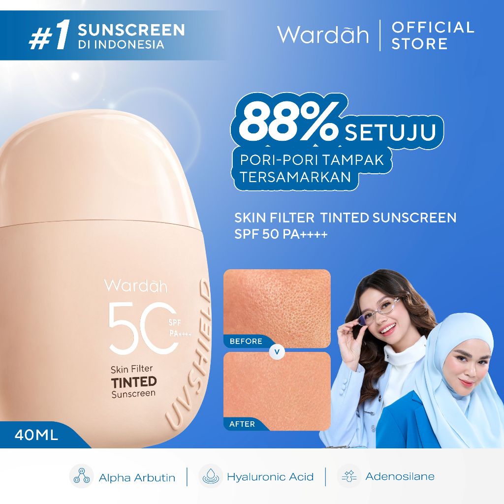 Jual NEW! Wardah Tinted Sunscreen Skin Filter SPF 50 PA 30ml UV Shield ...