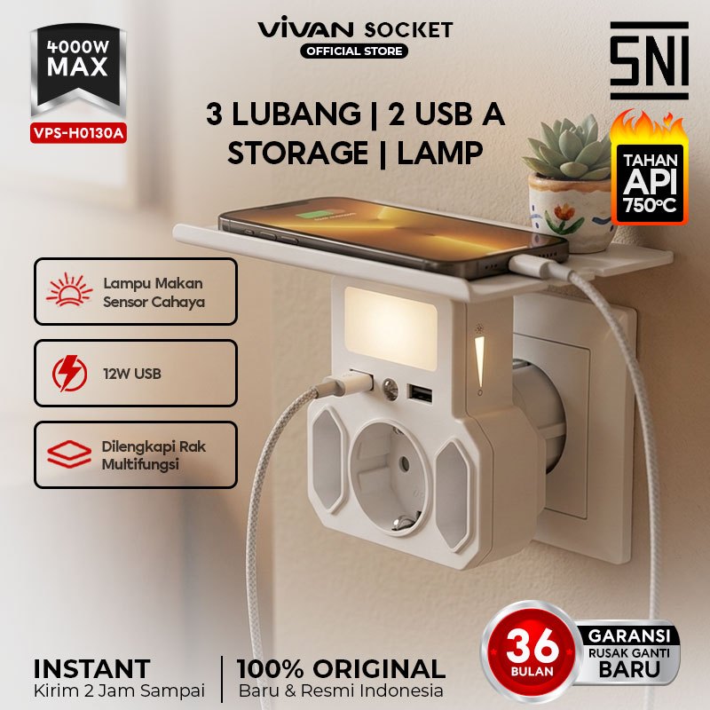 Jual [Stop Kontak Lampu Tidur] 7 in 1 VIVAN Safety Socket T Multi Arde ...