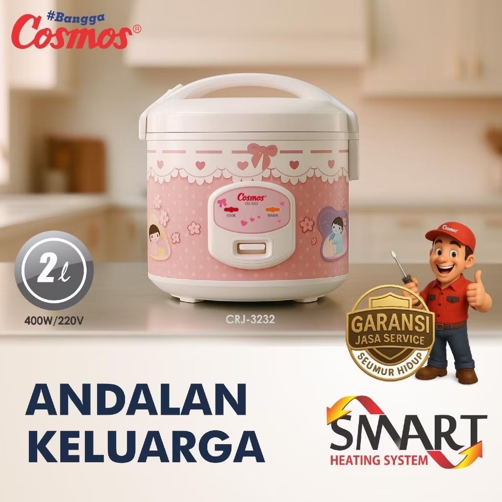 Jual Rice Cooker Magic Com Cosmos Anti Lengket Kapasitas 2 Liter CRJ ...