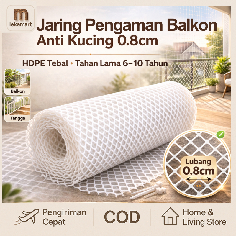 Jual Jaring Pengaman Balkon Anti Kucing 0.8cm | Net HDPE Anti Jatuh ...