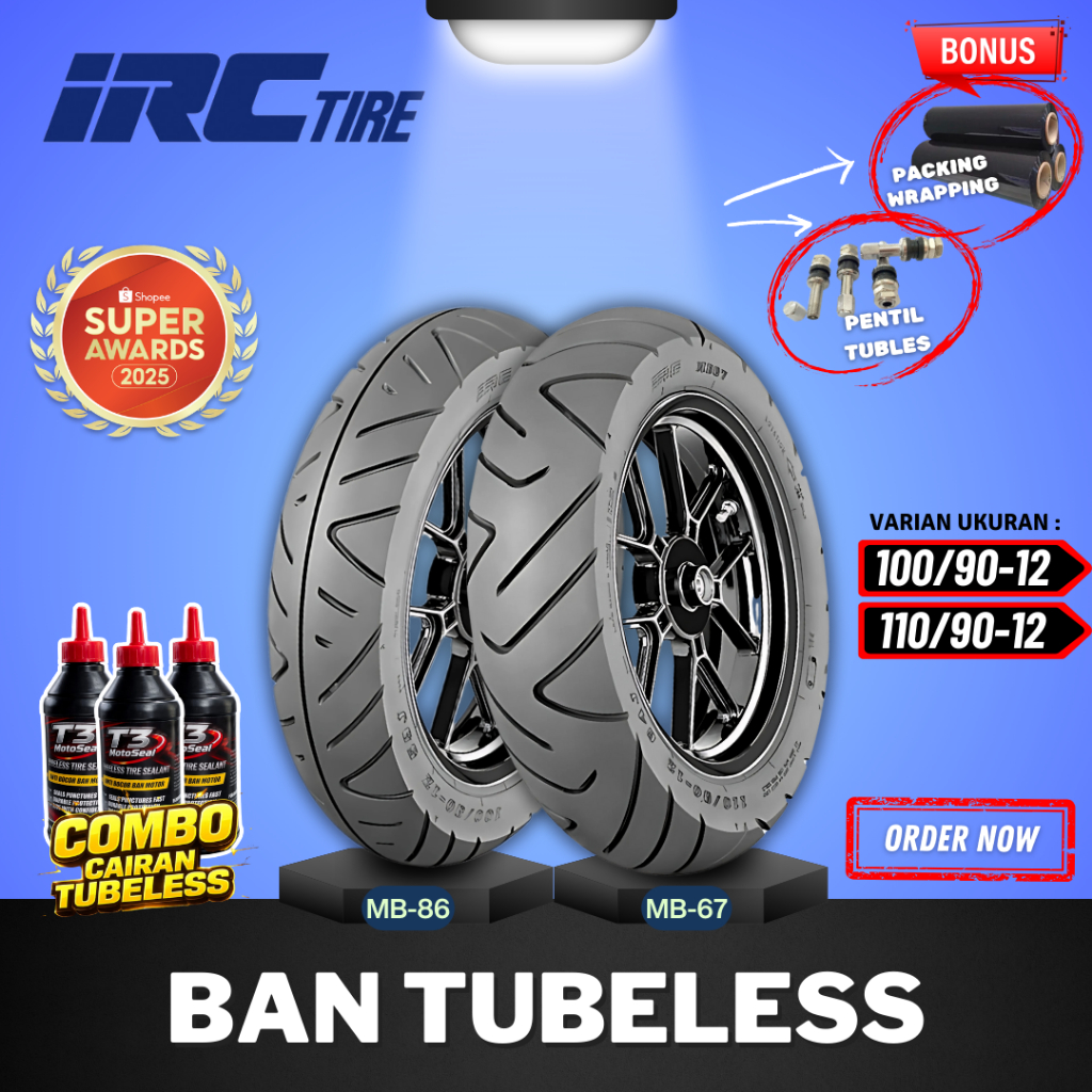 Jual [PAKET SEPASANG MURAH] BAN IRC MB86 MB67 ( 100/90-12 / 110/90-12 ...