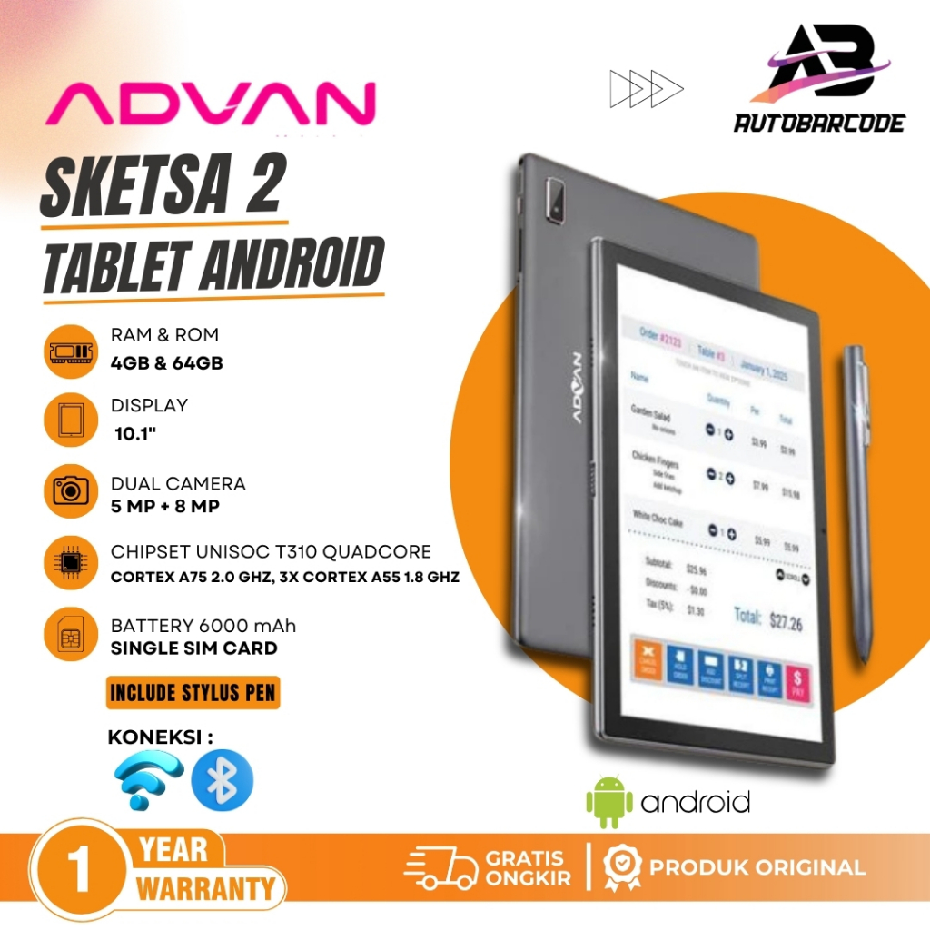 Jual Tablet Exclusive Advan Tab Sketsa 2 4/64GB Pen Stylus Garansi ...