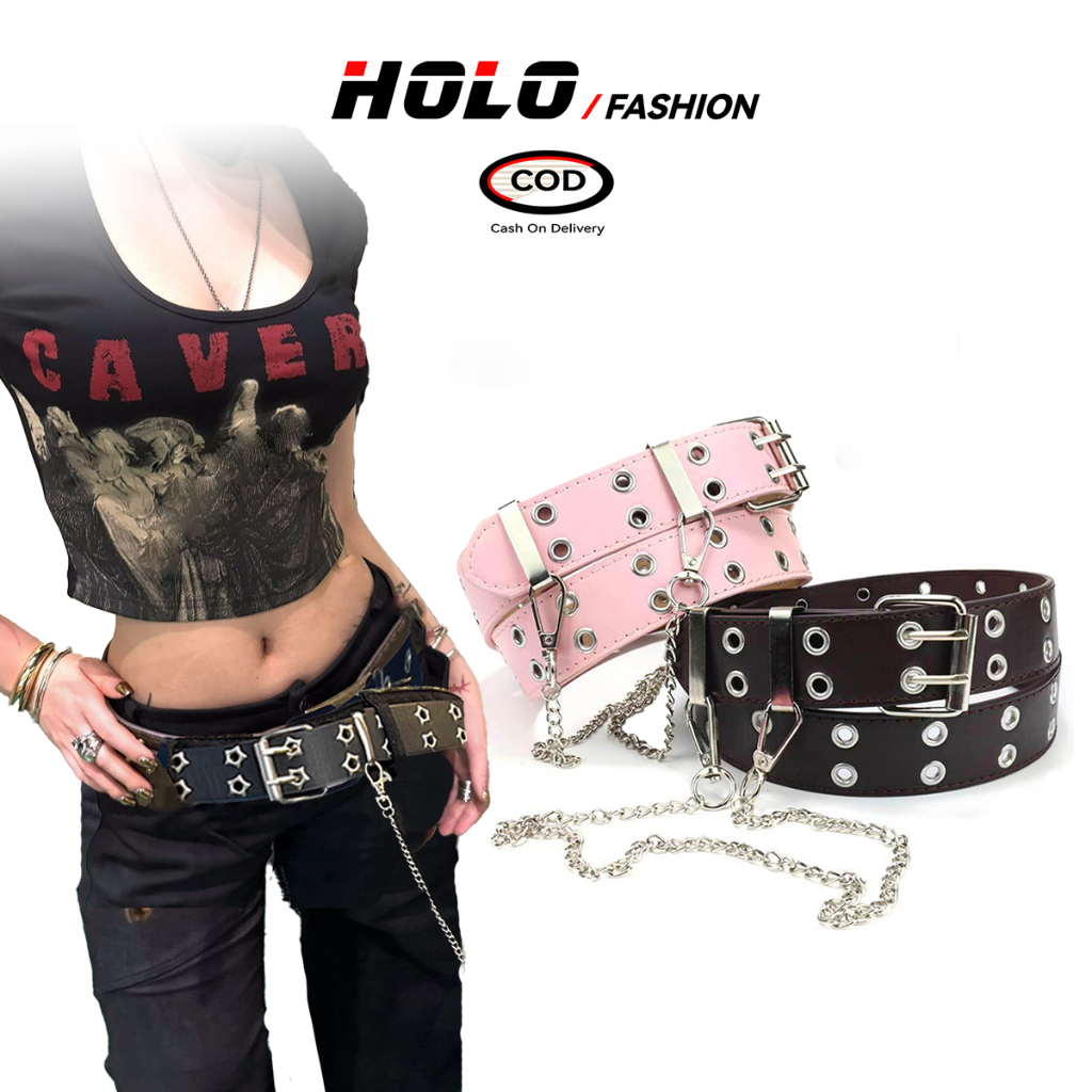 Jual HOLO Ikat Pinggang Rantai Wanita Fashion Sabuk Y2K Punk Gesper ...