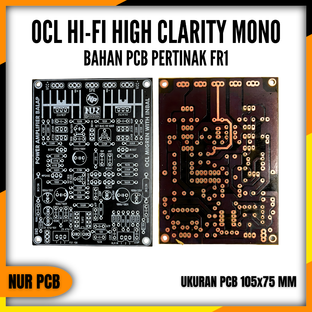 Jual PCB Driver Power Amplifier OCL Hi-Fi Balap 4-8 Ohm 32-90VAC PCB ...