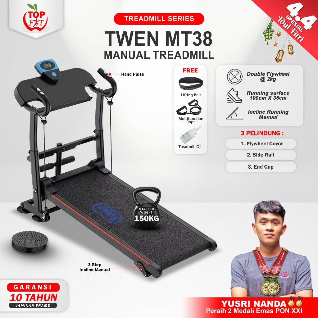 Jual TWEN MT21 MT28 MT31 MT38 Treadmill Tanpa Listrik Treadmill Manual ...