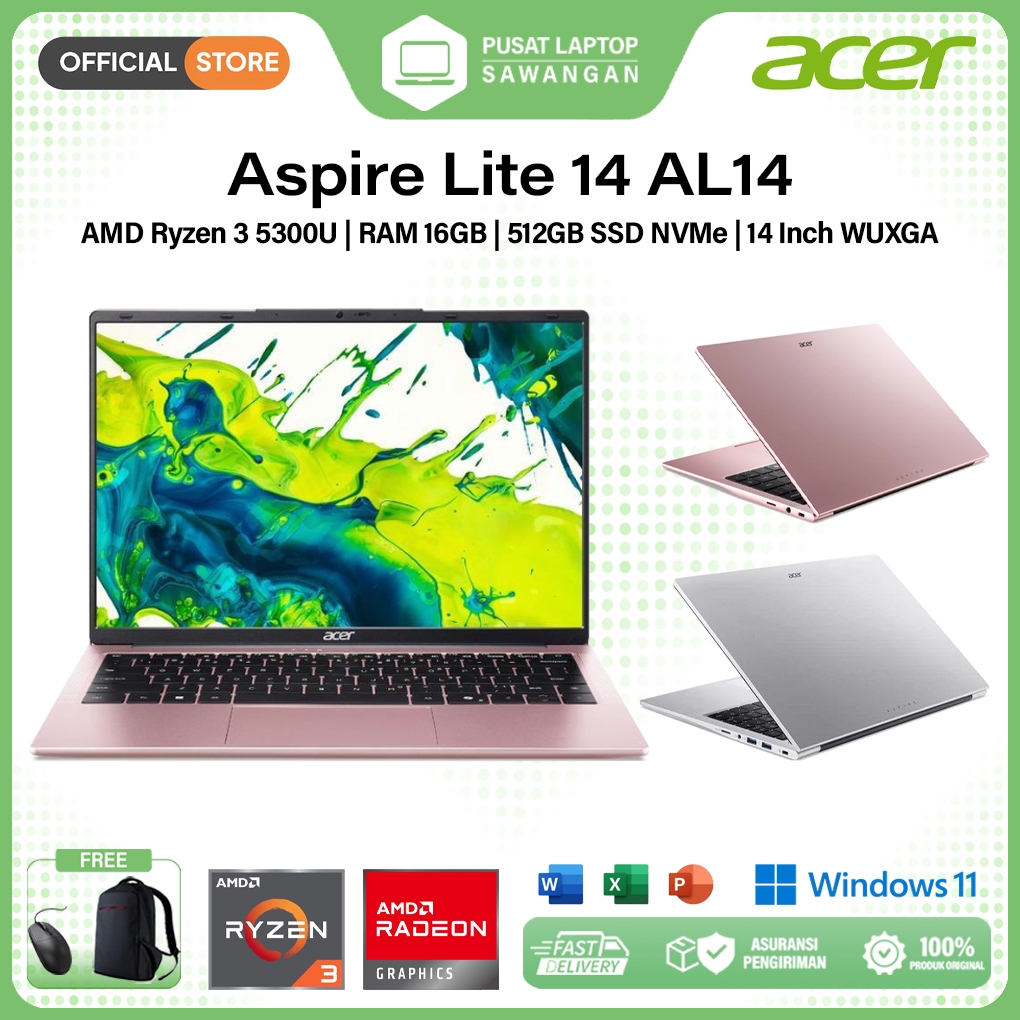 Jual Acer Aspire Lite 14 AL14 AMD Ryzen 3 5300U RAM 16GB 512GB SSD ...