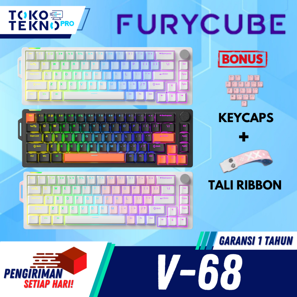 Jual FURYCUBE V68 / V-68 Mechanical Gaming Keyboard 3-5pin Hotswap ...