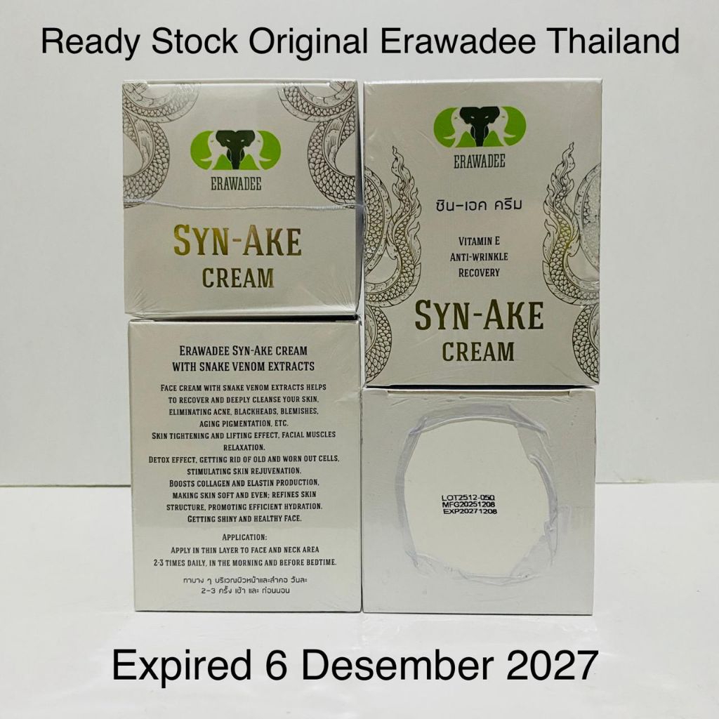 Jual Erawadee Synake Syn-Ake Cream Anti-Kerut Original Thailand ...