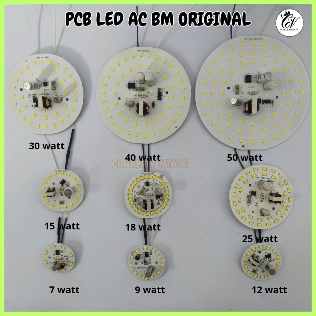 Jual PCB LAMPU LED AC TIPE BM ORIGINAL 7 9 12 15 18 25 30 40 50 WATT ...