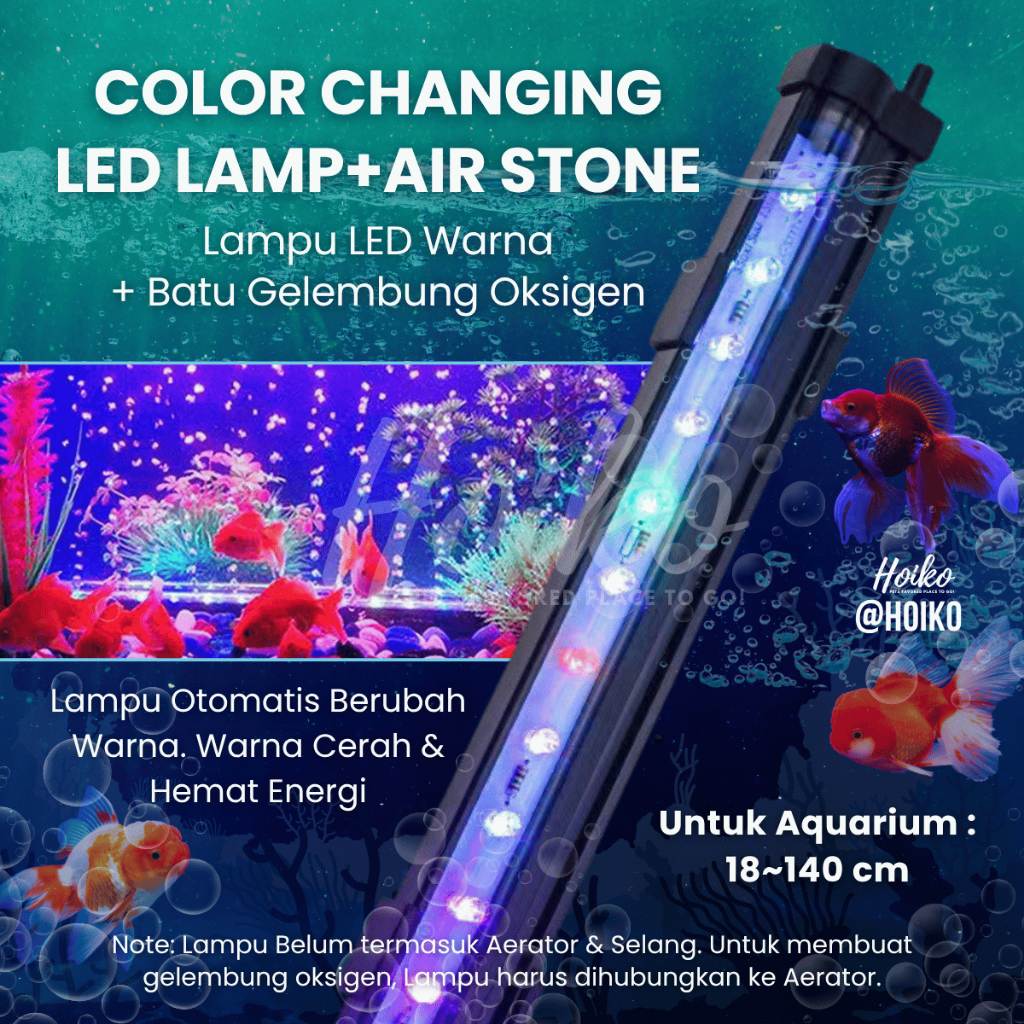 Jual 15-120cm Lampu LED Batu Gelembung Celup Aquarium Air Stone Udara ...