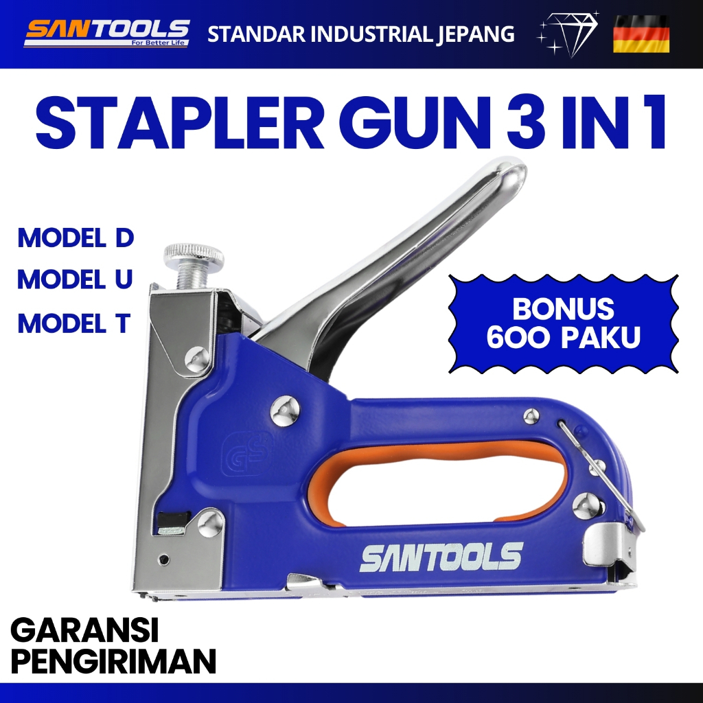 Jual SANTOOLS Staple Gun Heavy Duty 3-in-1 Stapler Tembak Staples Kayu ...